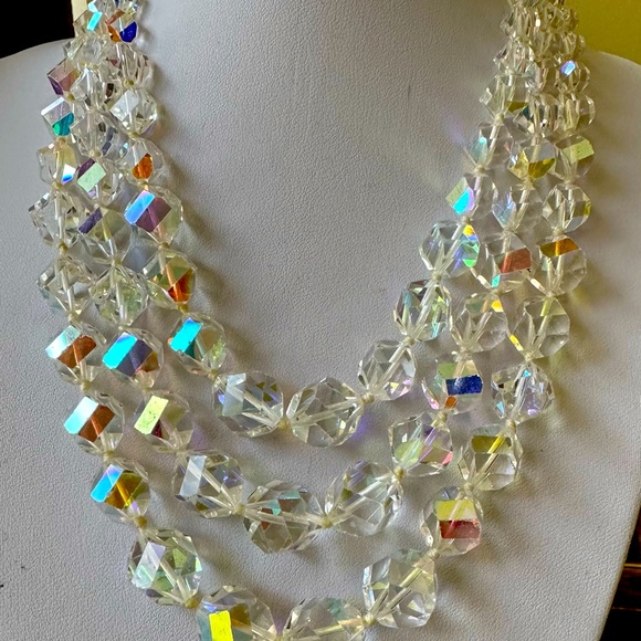 swarvoski | Jewelry | 3 Strand Swarovski Crystal Vintage Necklace ...
